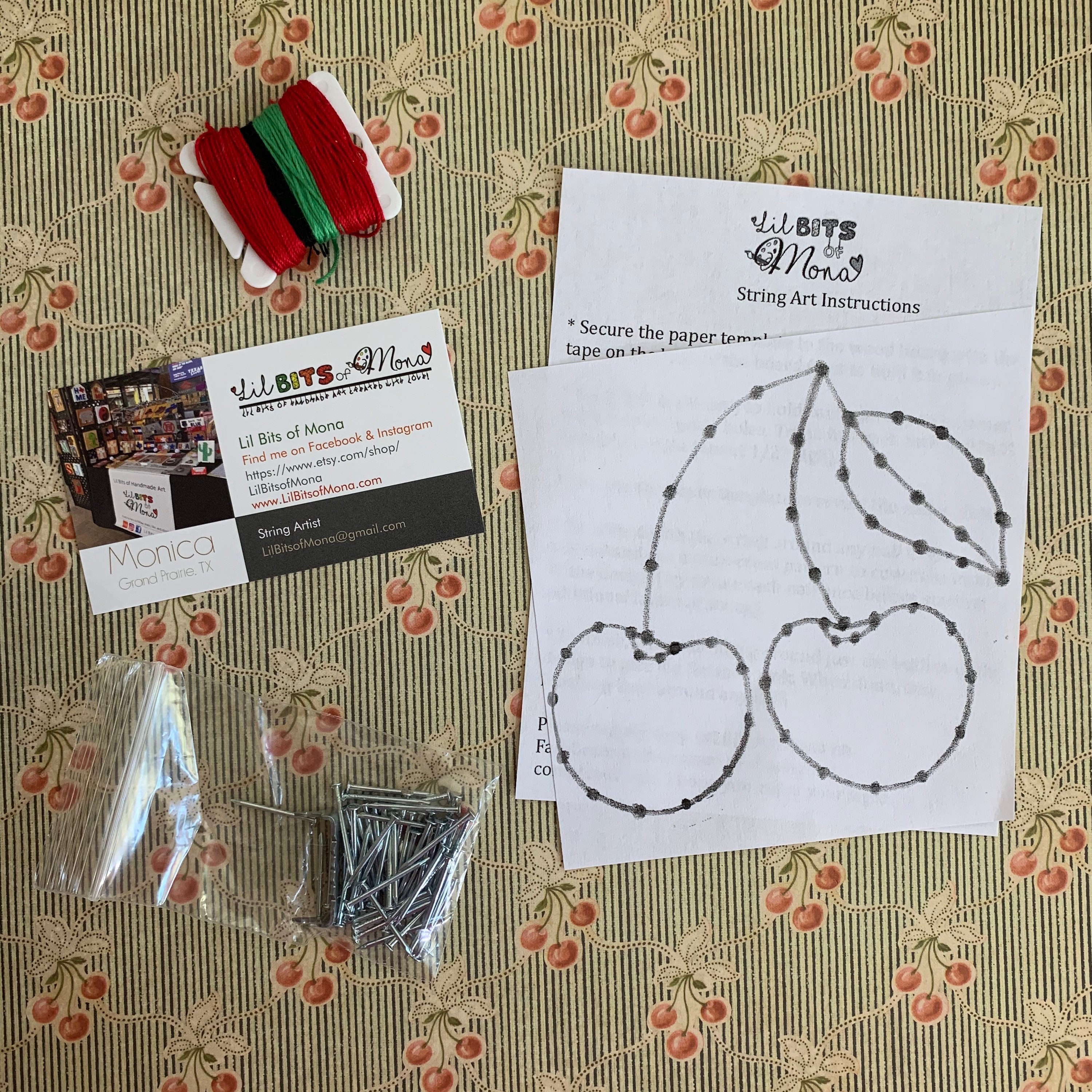Cherries String Art Kit, Cherry Sign, Do It Yourself, Wooden Kitchen ...
