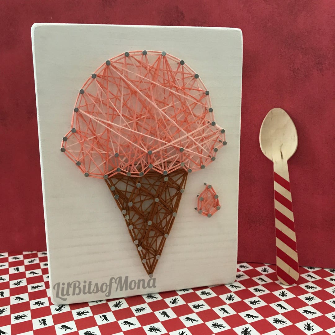 Ice Cream String Art, Birthday Gift, Wooden Sign, Party Decor, Summer ...