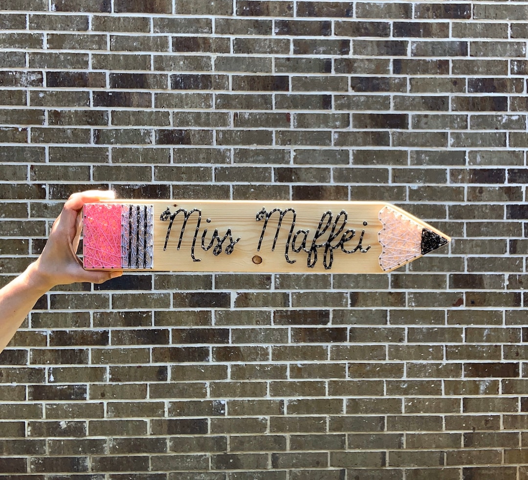 Teacher Name String Art, Personalized Sign, Pencil Sign, Teacher Gift ...