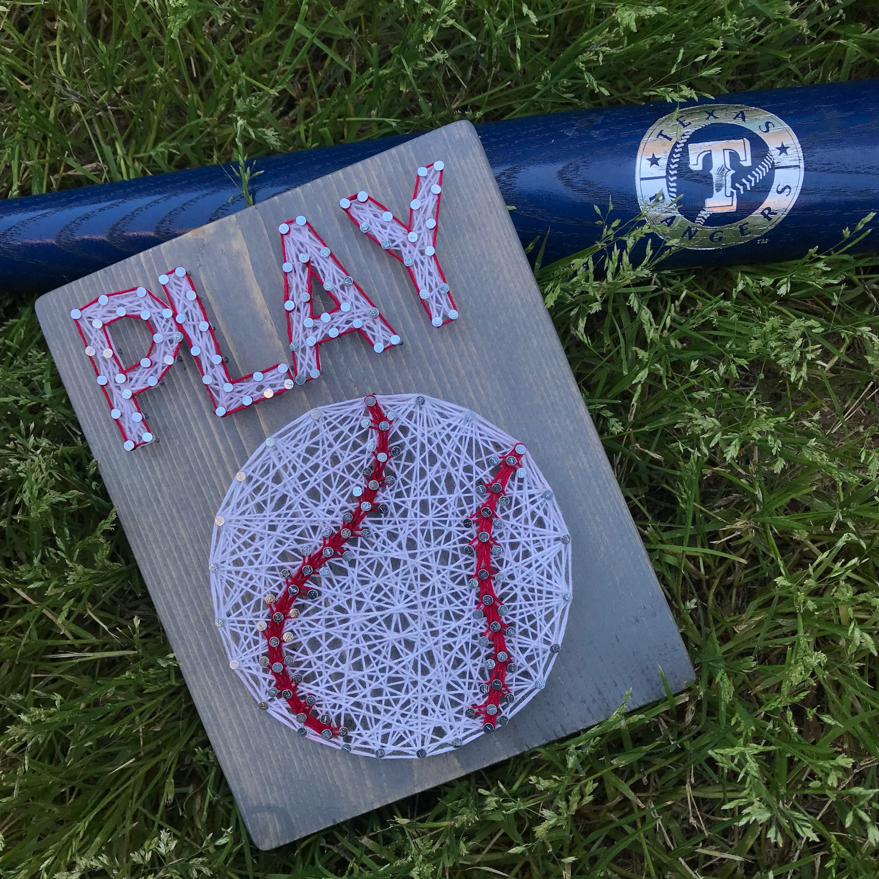 Baseball String Art Baseball Signs on Wood Play Ball Sign | Etsy