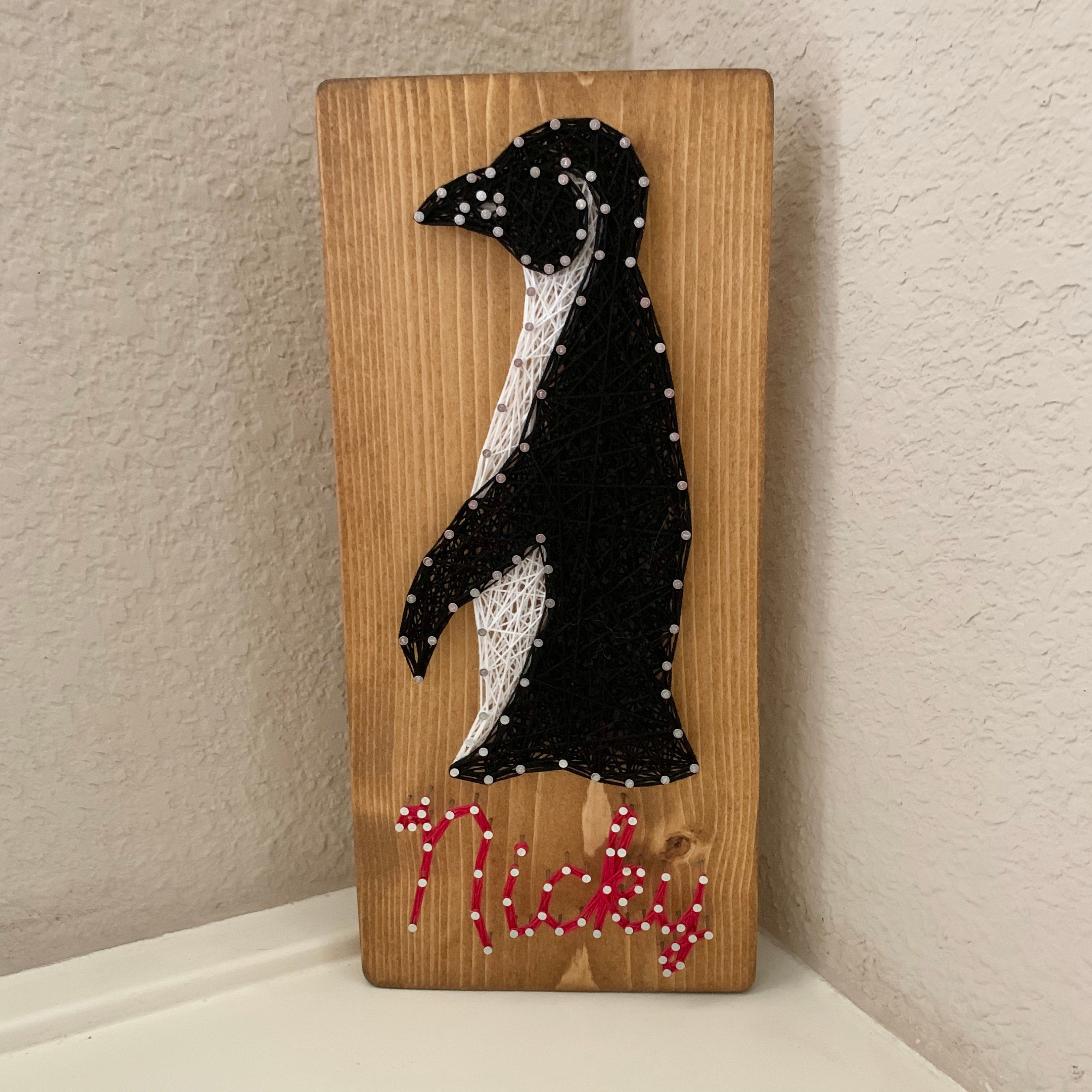 Penguin String Art Penguin Gift Personalized Sign Black and | Etsy