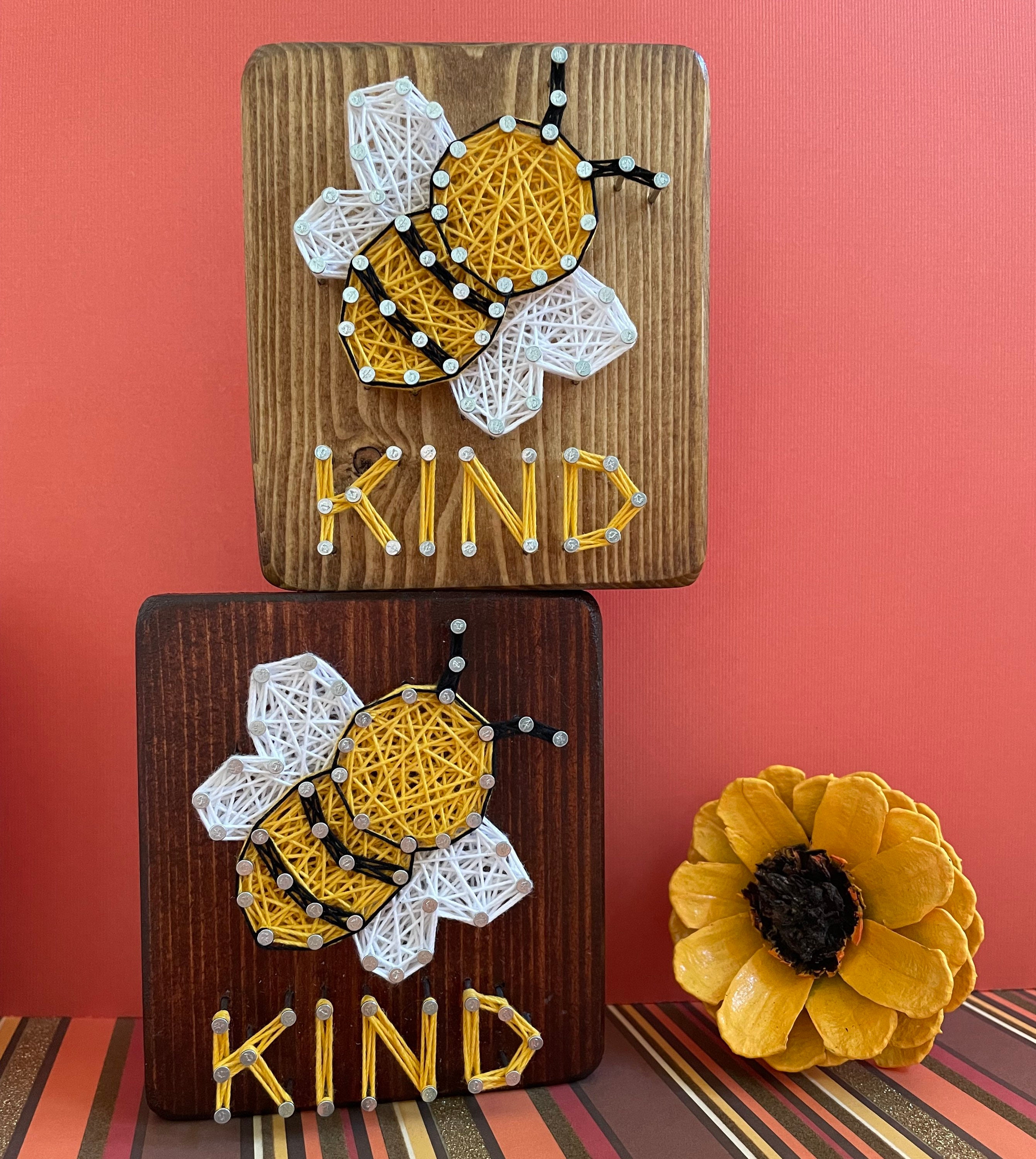 Bee String Art Be Kind Wood Sign Bee Design Positive Saying | Etsy