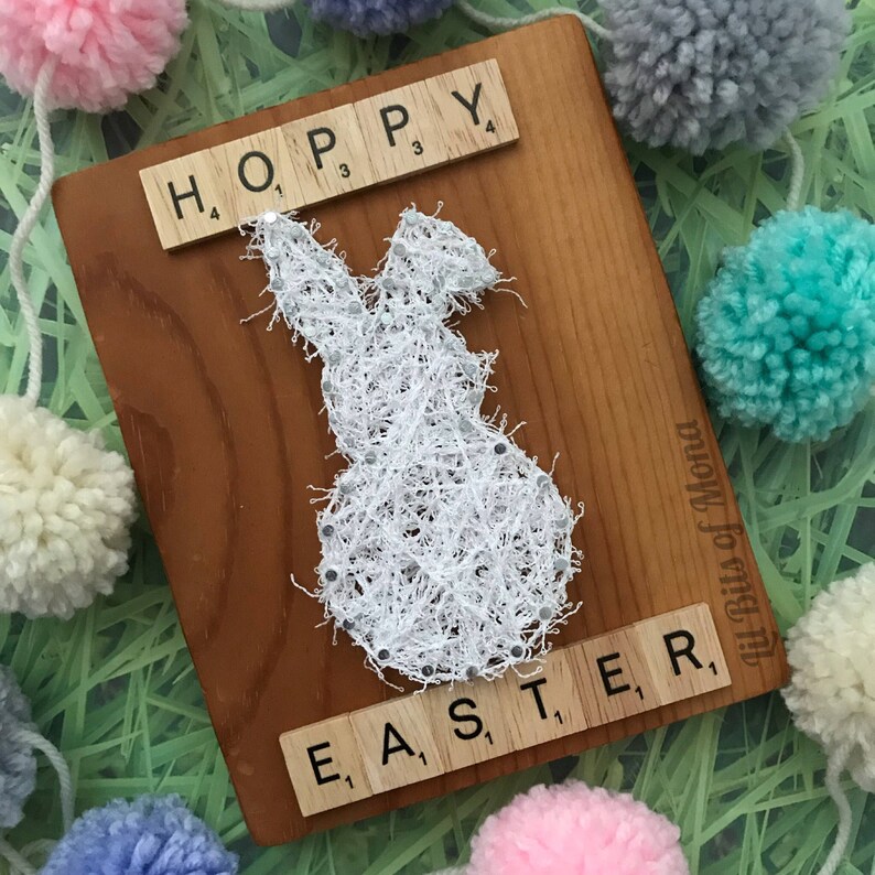 Easter Bunny Bunny String Art Wooden Sign Hoppy Easter - Etsy