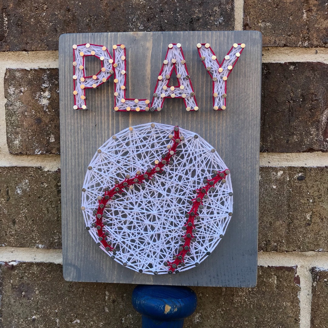 Baseball String Art Baseball Signs on Wood Play Ball Sign - Etsy