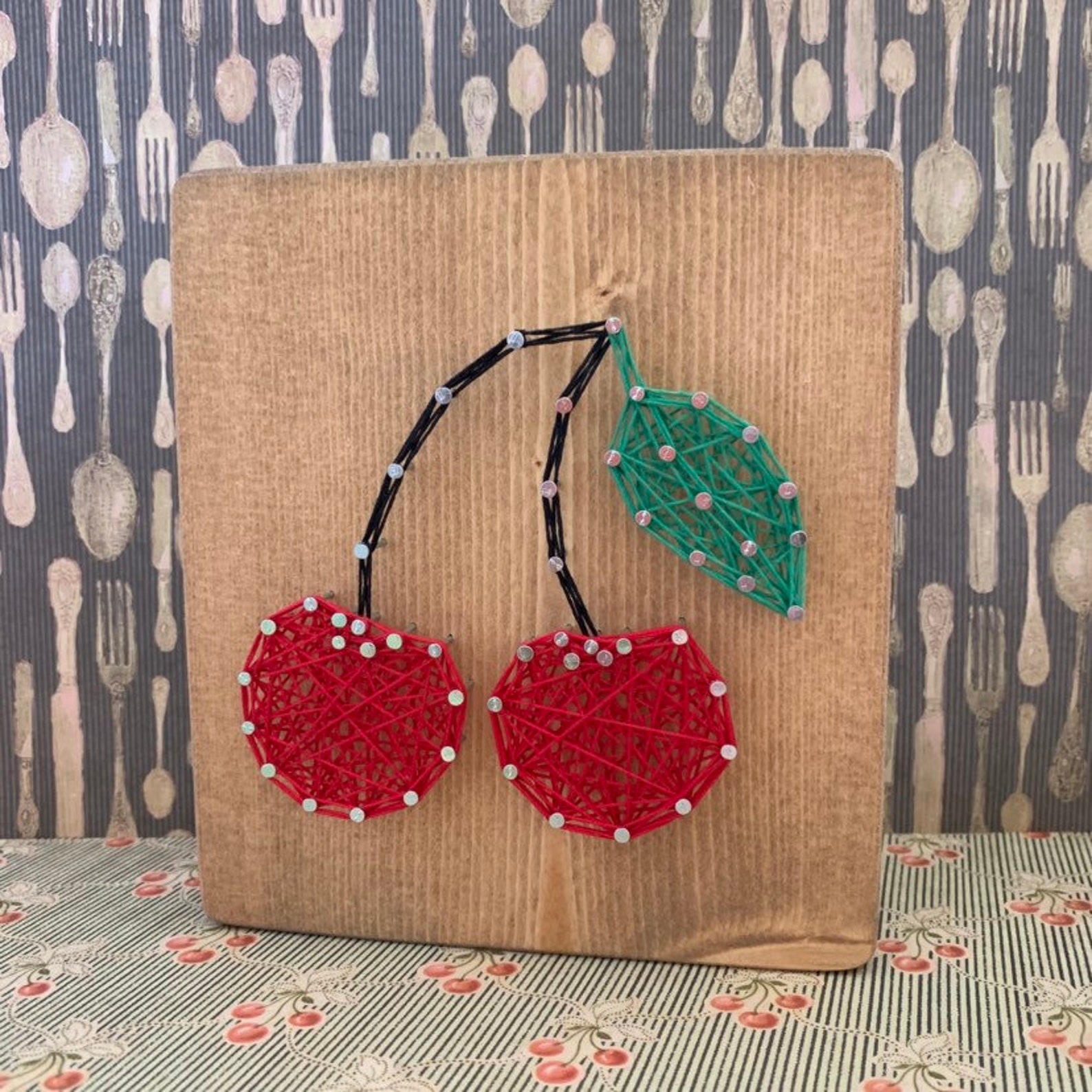 Cherries String Art, Cherry Art, Wooden String Signs, Home Decor ...