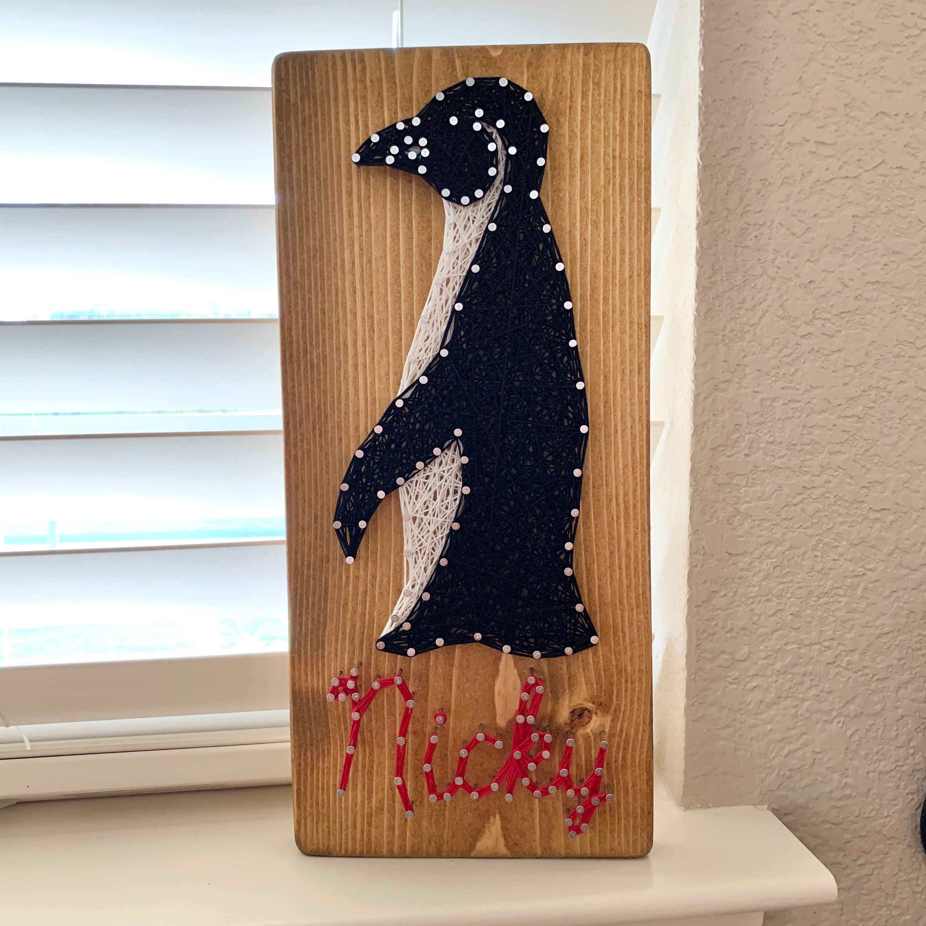 Penguin String Art Penguin Gift Personalized Sign Black and | Etsy