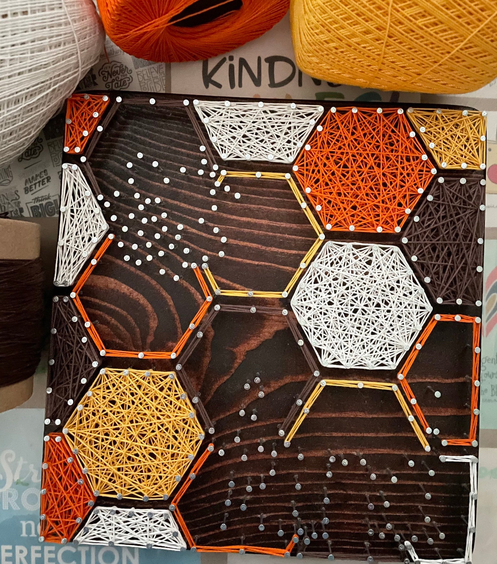 Honeycomb String Art Bee Hive Sign Bee Lovers Gift Bee - Etsy