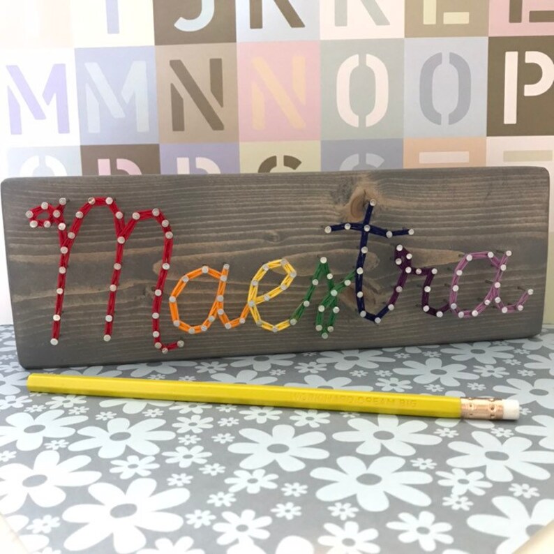 Spanish Teacher String Art Maestra Rainbow Sign Teacher - Etsy