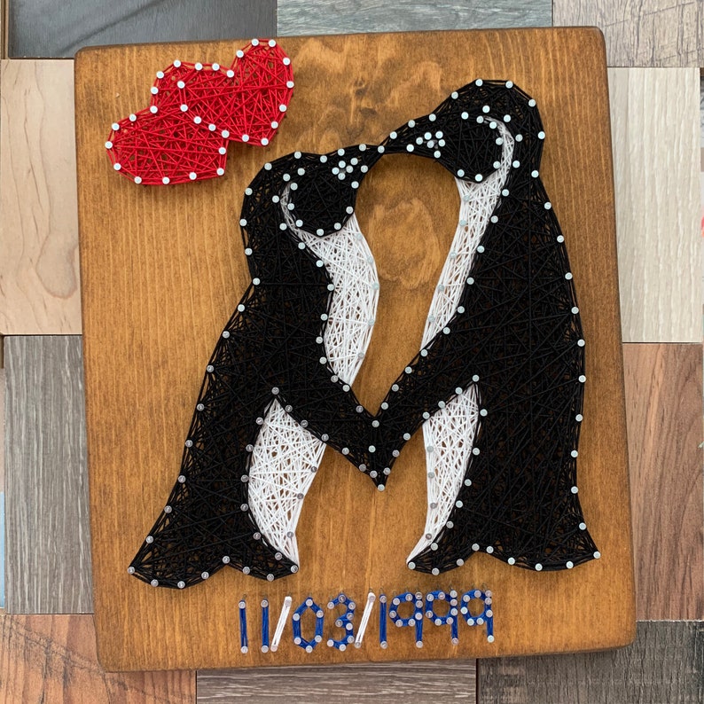Penguin String Art Penguin Sign Fifth Anniversary Gift | Etsy