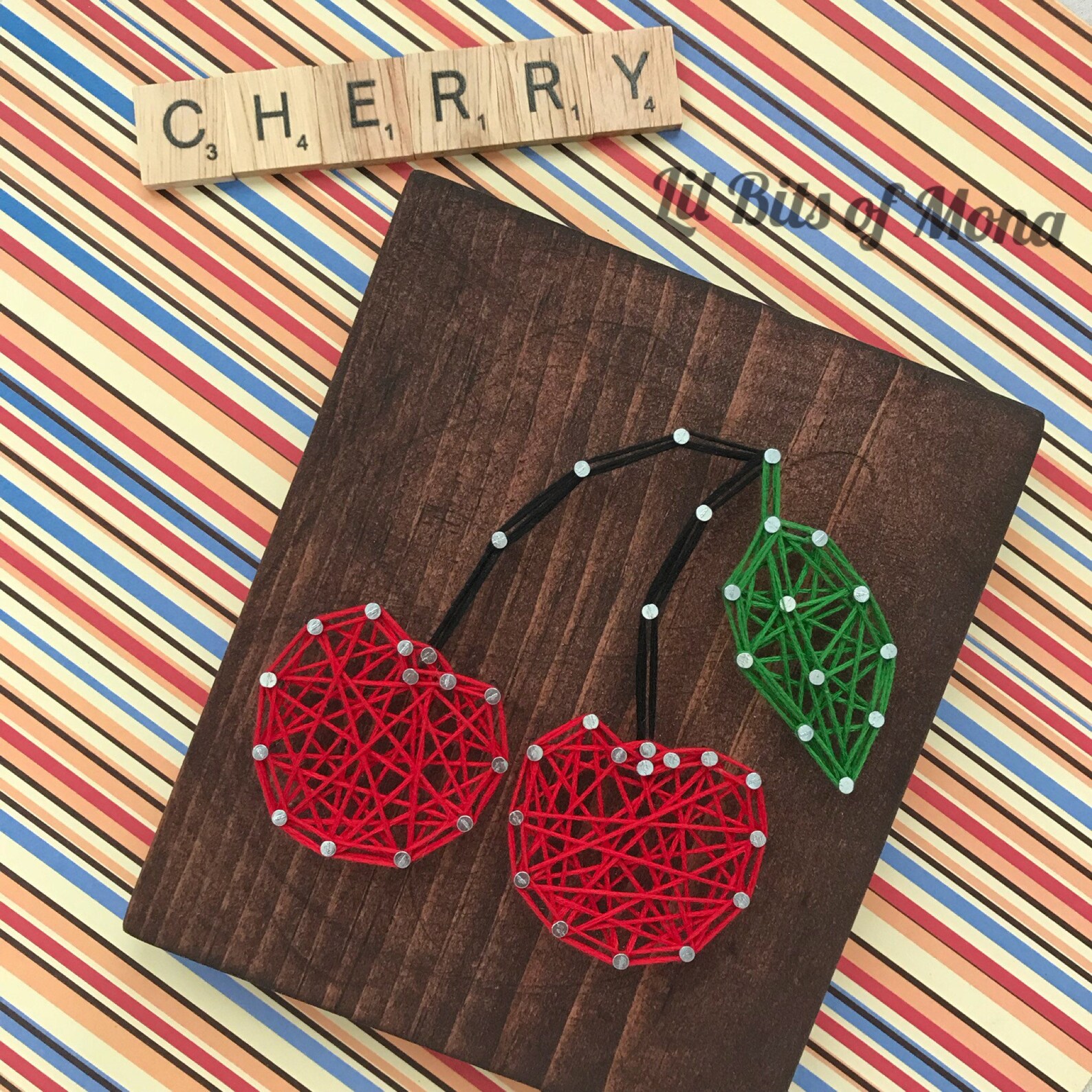 Cherries String Art Cherry Art Wooden String Signs Home | Etsy