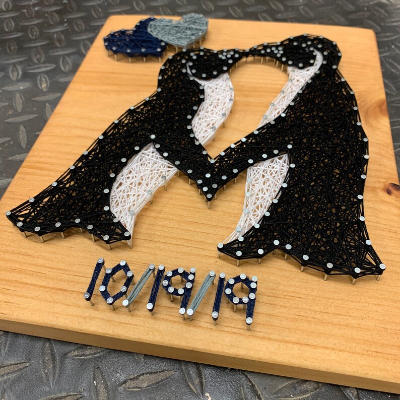 Penguin String Art Penguin Sign Fifth Anniversary Gift | Etsy