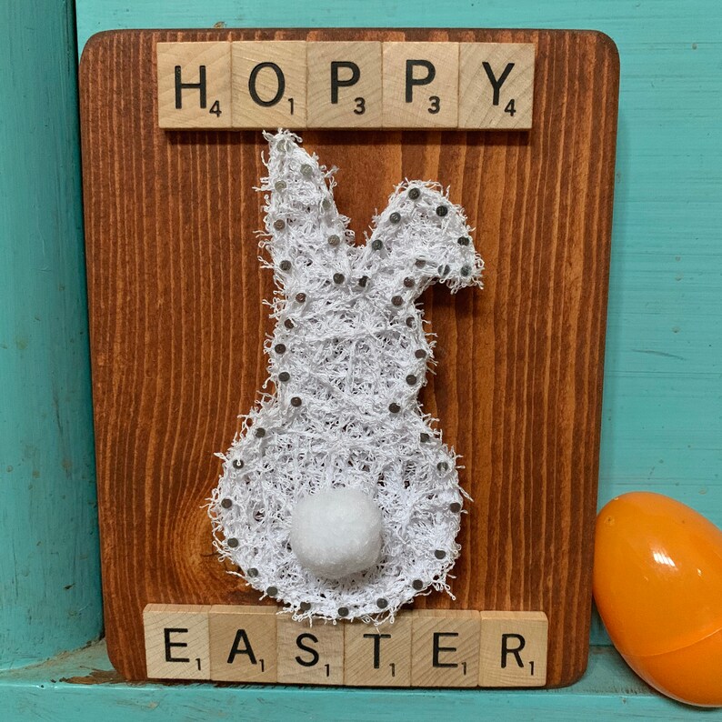 Easter Bunny Bunny String Art Wooden Sign Hoppy Easter - Etsy