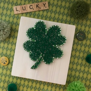 Four Leaf Clover, St Patricks Day Decor, Clover String Art, Wooden Sign ...