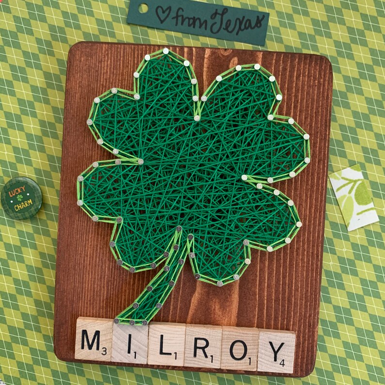 Four Leaf Clover, St Patricks Day Decor, Clover String Art, Wooden Sign ...