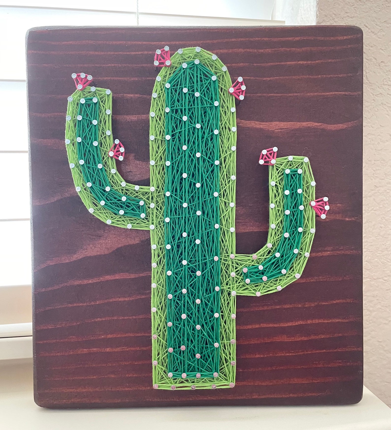 Cactus String Art Wooden Sign Blooms Floral Desert Theme - Etsy