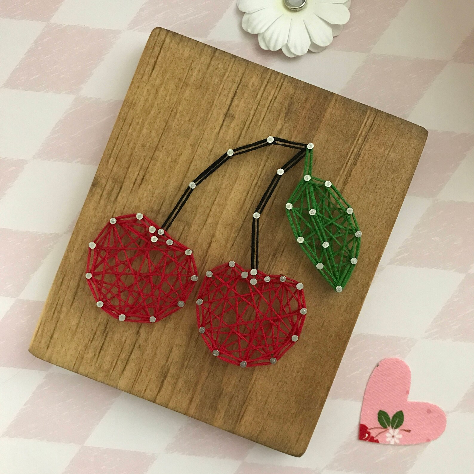 Cherries String Art Cherry Art Wooden String Signs Home - Etsy