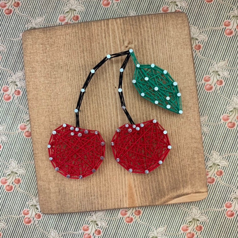 Cherries String Art Cherry Art Wooden String Signs Home - Etsy