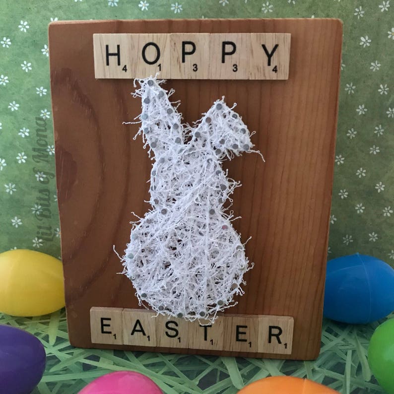 Easter Bunny Bunny String Art Wooden Sign Hoppy Easter - Etsy