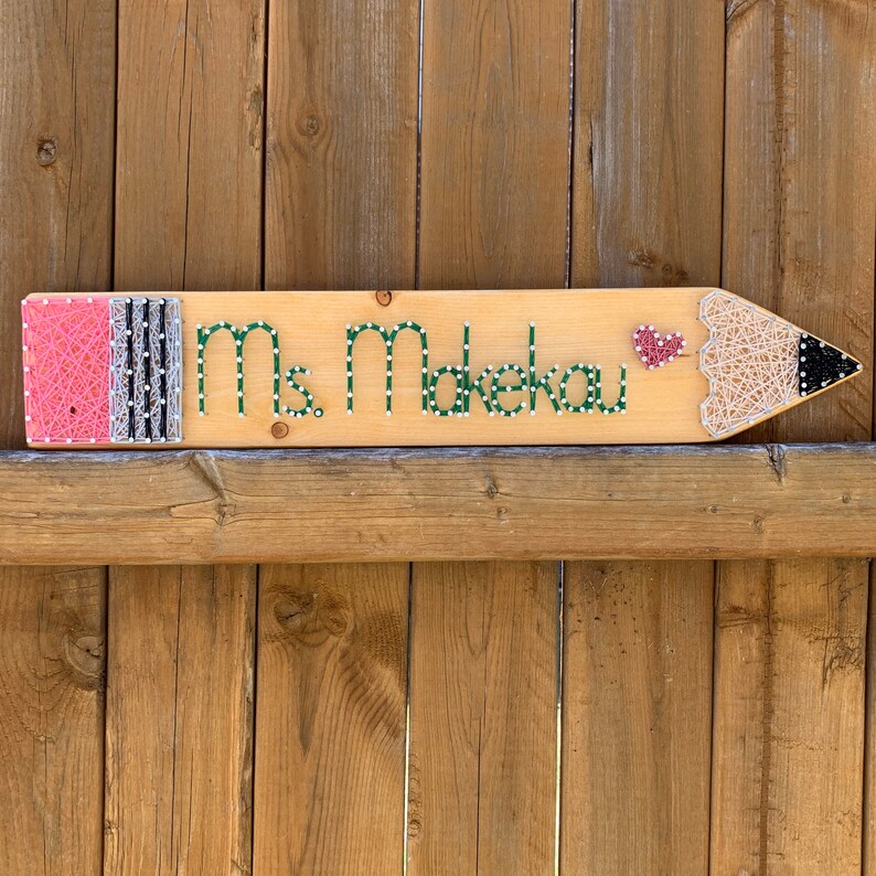 Teacher Name String Art Personalized Sign Pencil Sign | Etsy