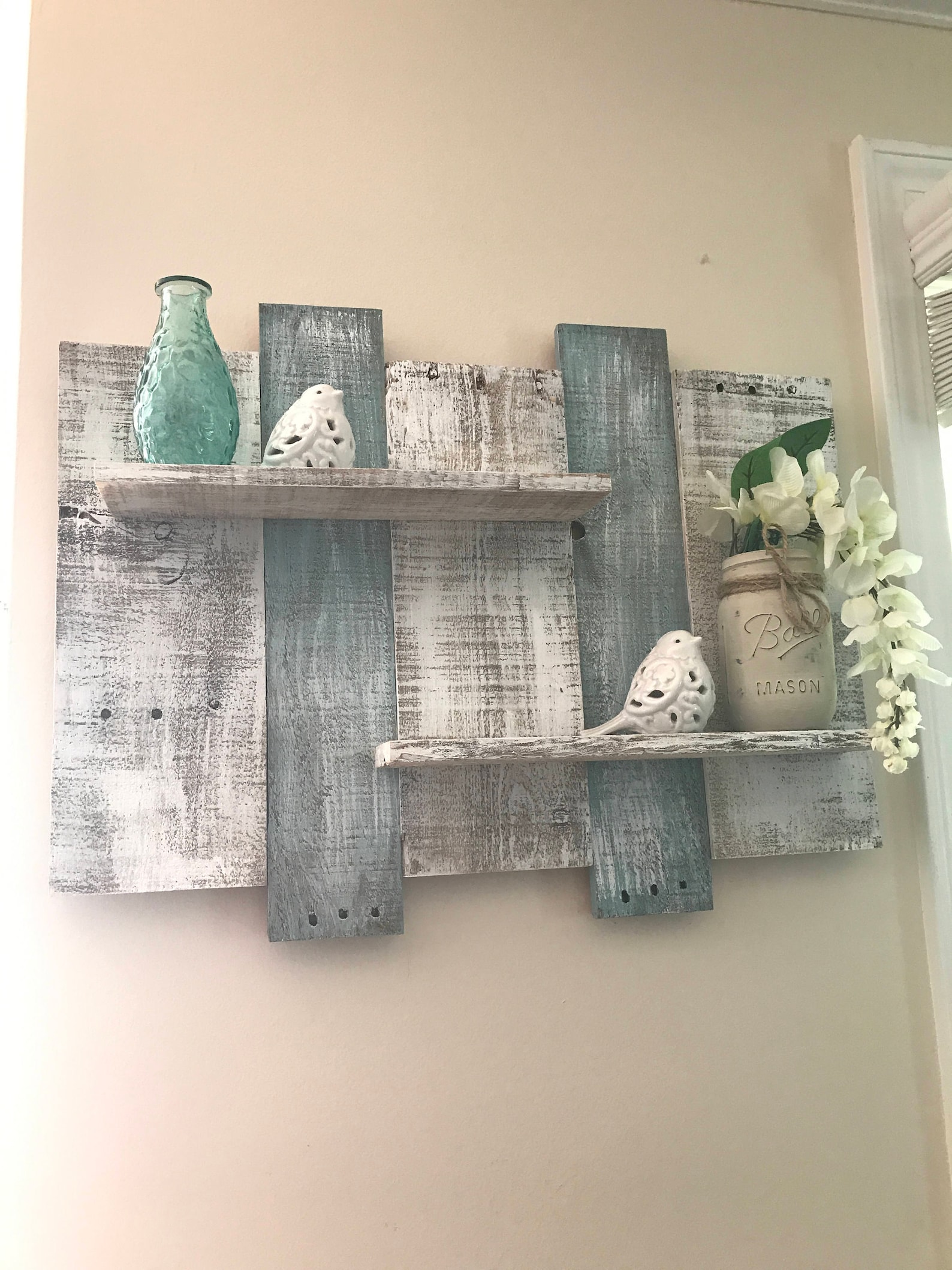 Wide Rustic Pallet Shelf Pallet Shelf Bathroom Shelf White - Etsy