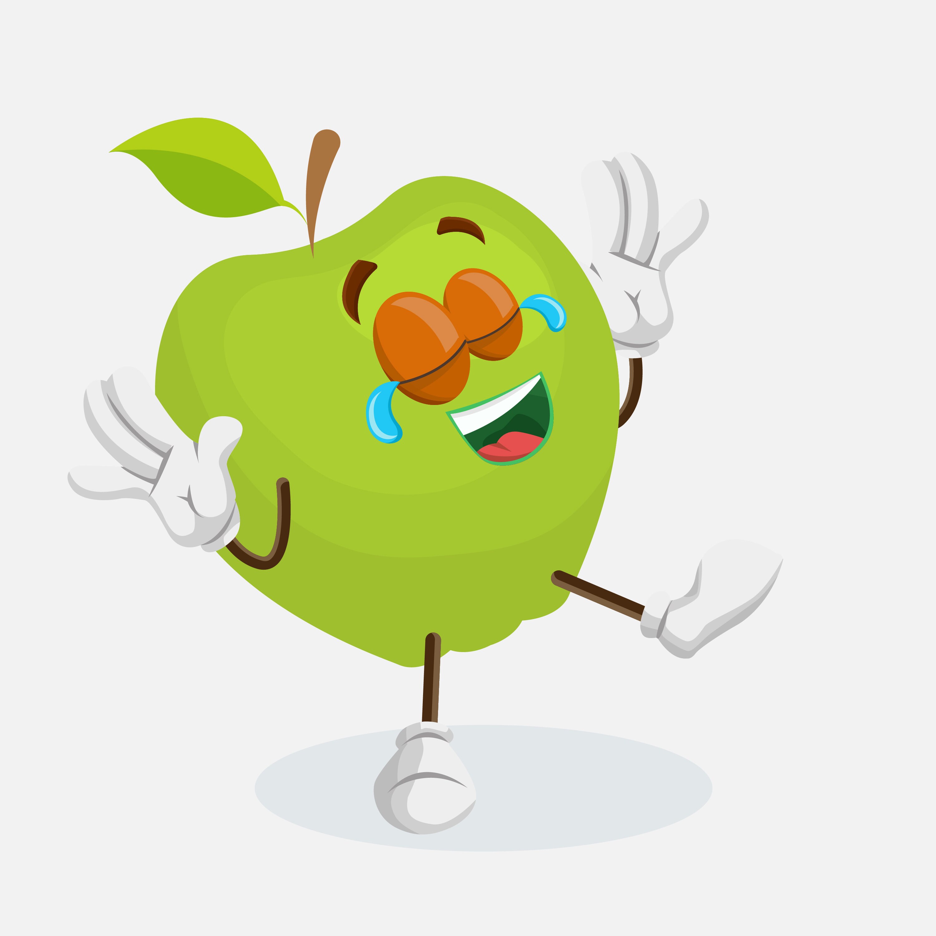 11 Poses Apple Logo Mascot Character, Instant Download, Apple Mascot ...