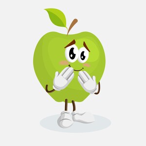 11 Poses Apple Logo Mascot Character, Instant Download, Apple Mascot ...
