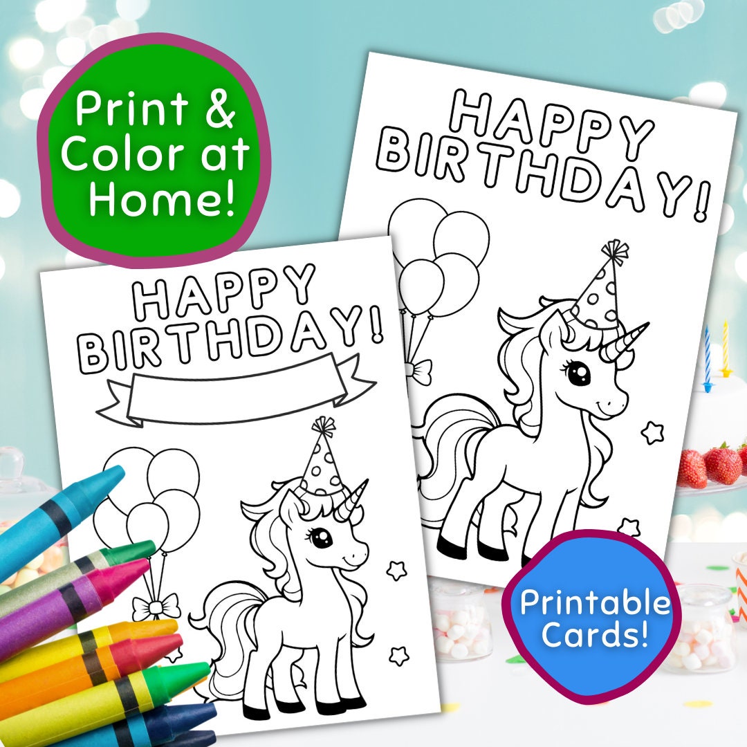 Unicorn Happy Birthday Cards Printable
