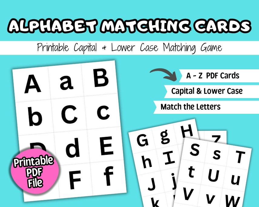 Printable Alphabet Matching Cards | Upper & Lower Case Letter Matching ...
