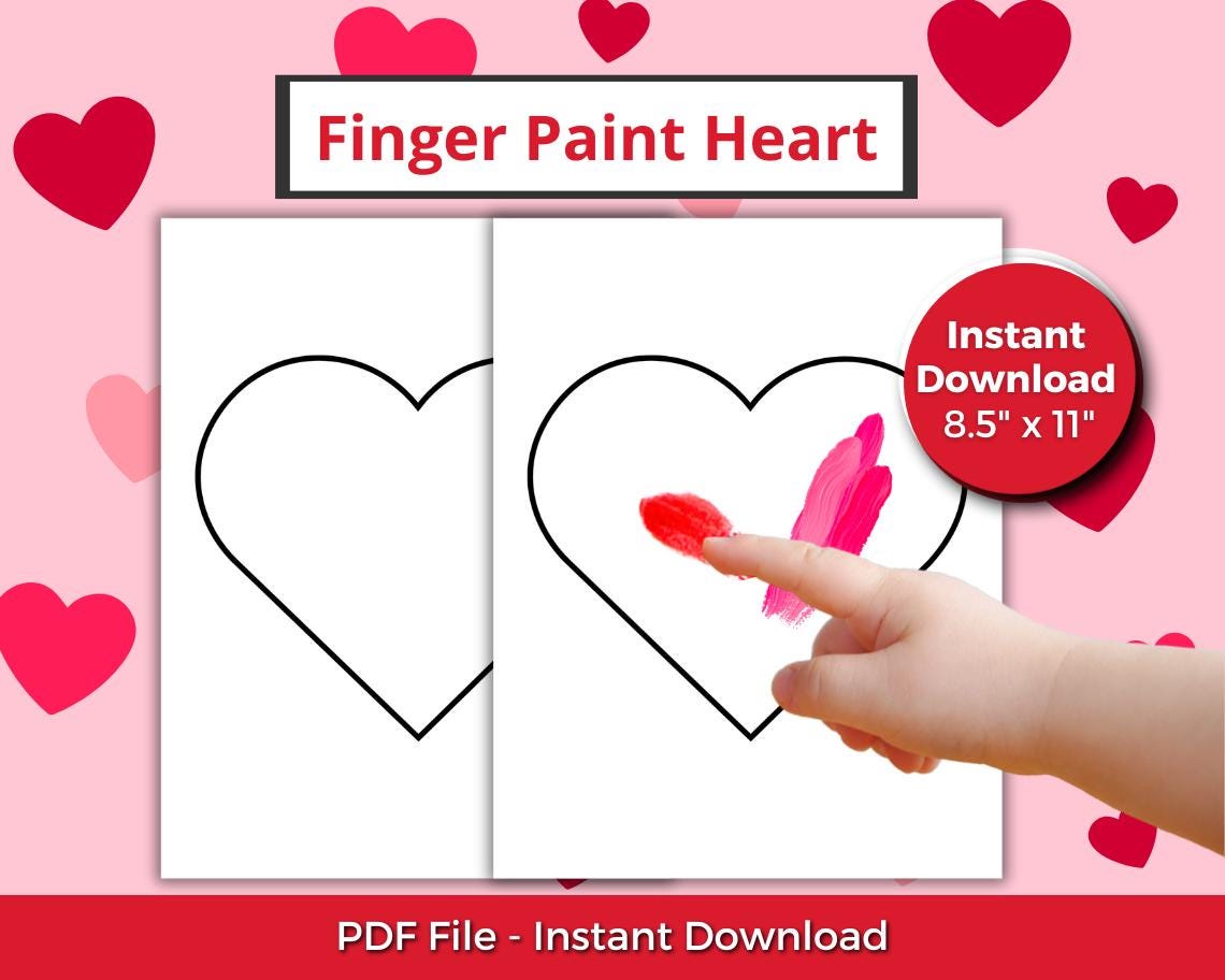 Blank Heart | Finger Paint Valentines Heart | Printable Valentines ...