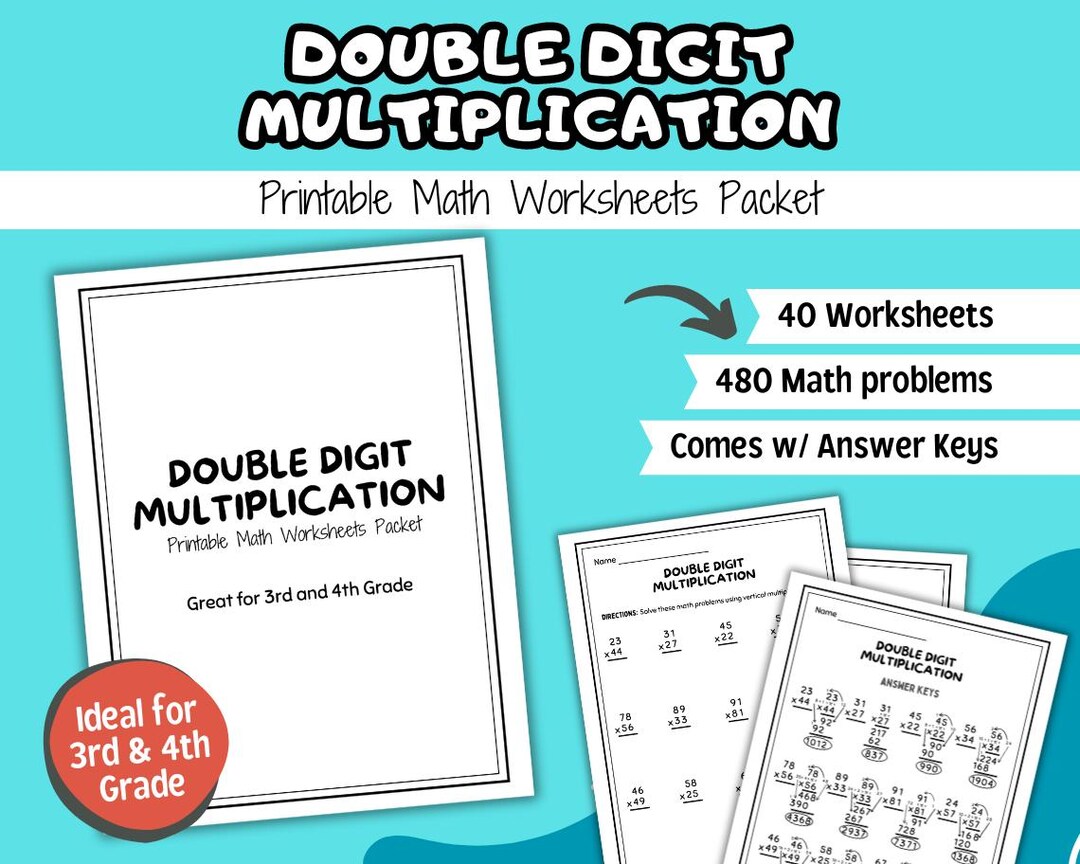 Double Digit Multiplication Worksheets | Printable Math Packet for Kids ...