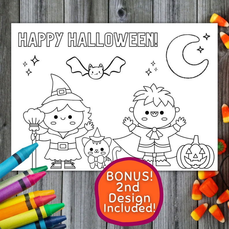 Printable Halloween Card, Halloween Card to Color, Happy Halloween ...