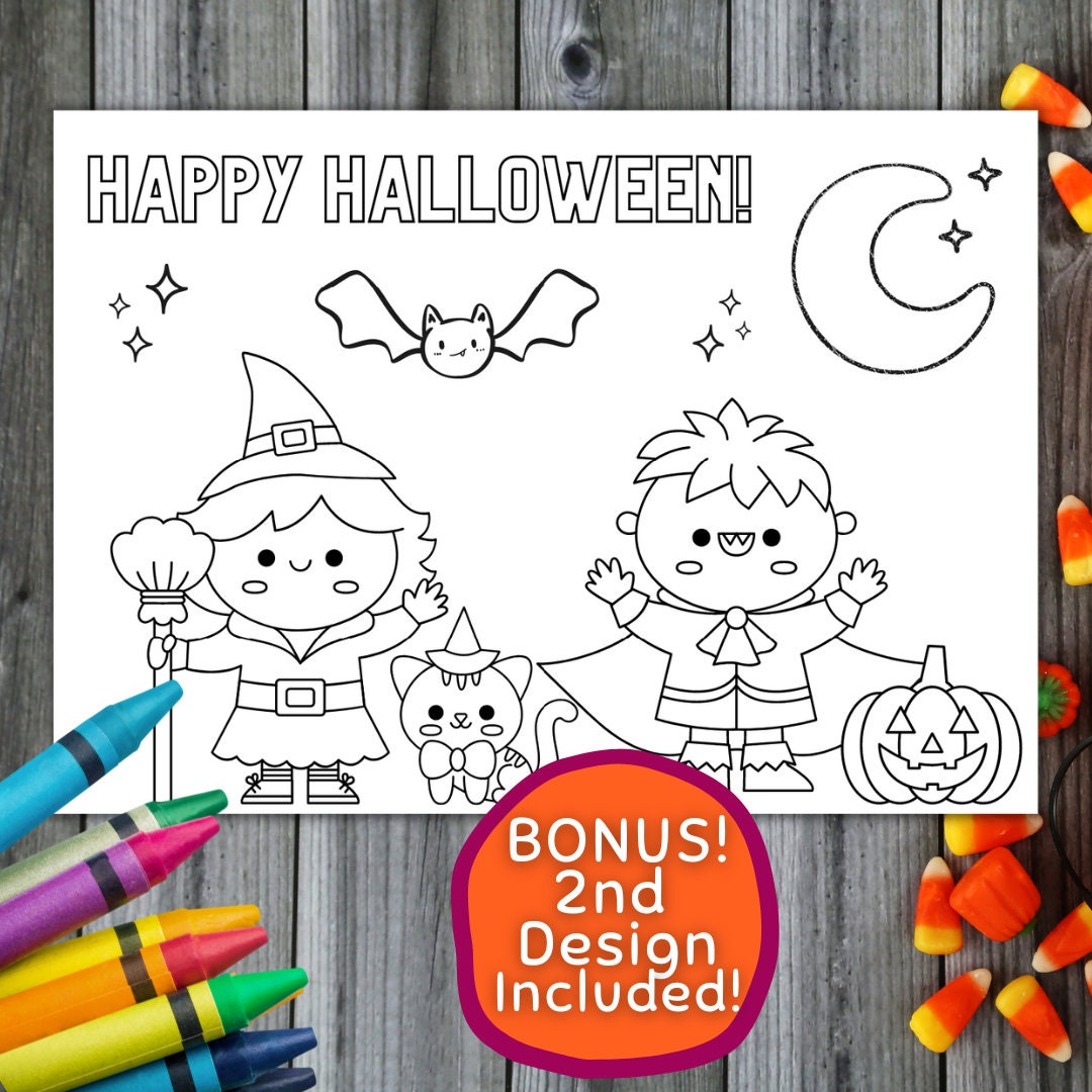 Printable Halloween Card, Halloween Card to Color, Happy Halloween ...