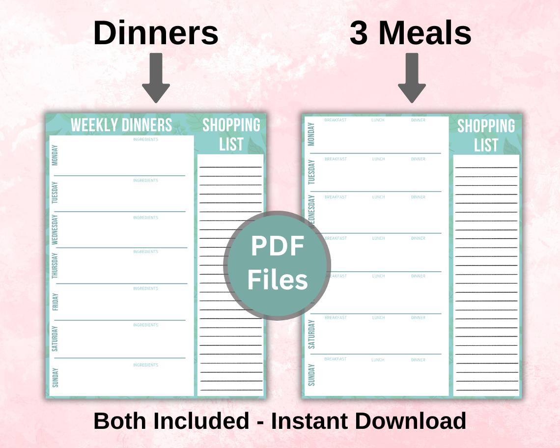 Meal Planner Printable PDF, Weekly Menu to Print at Home Print at Home ...