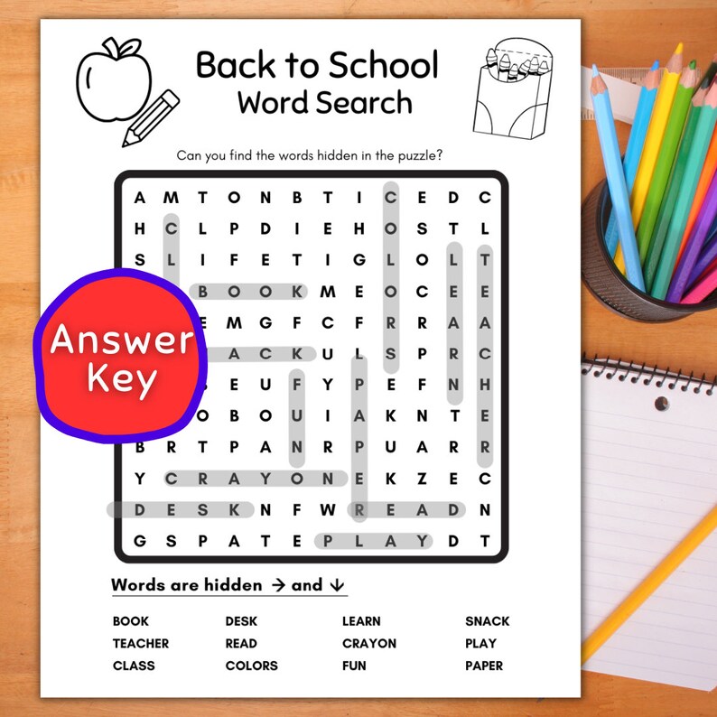 Back to School Word Search Black and White, Second Grade Back to School ...