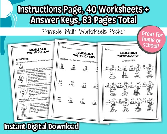 Double Digit Multiplication Worksheets 3rd Grade Multiplication