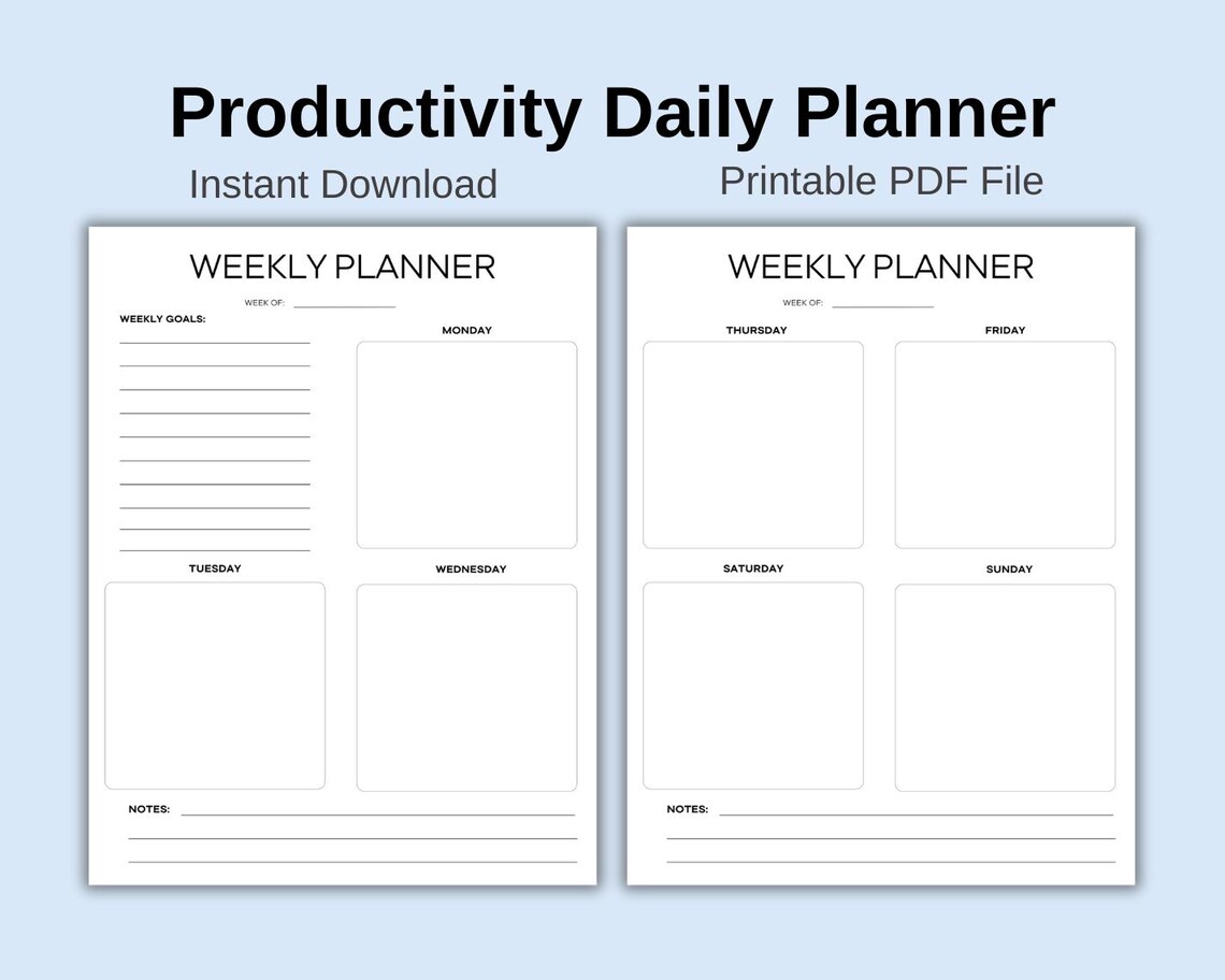 Daily Planner PDF | Printable Productivity Pages - Etsy