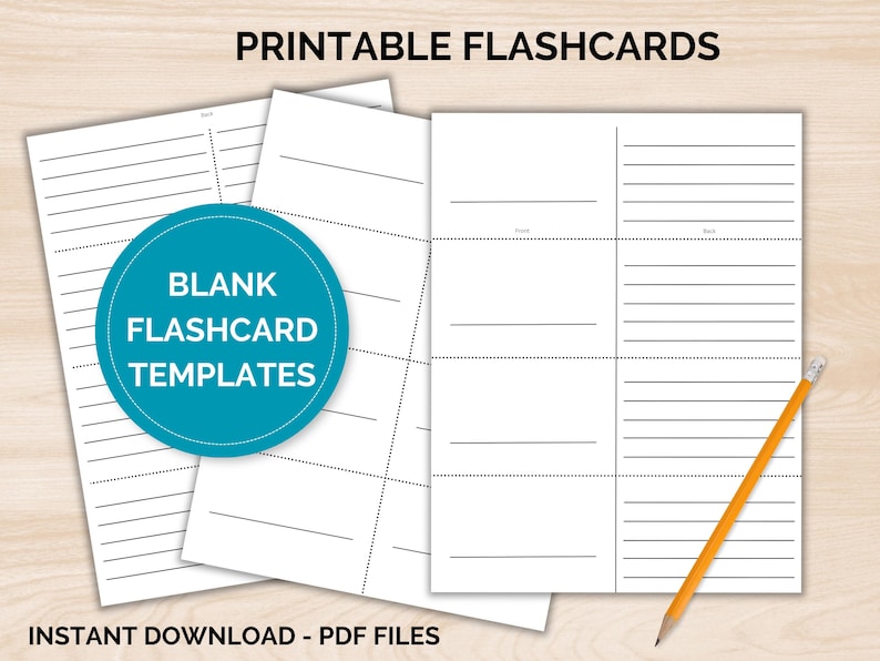 Blank Flashcards, Printable Flashcards PDF Files, DIY Flashcards - Etsy ...