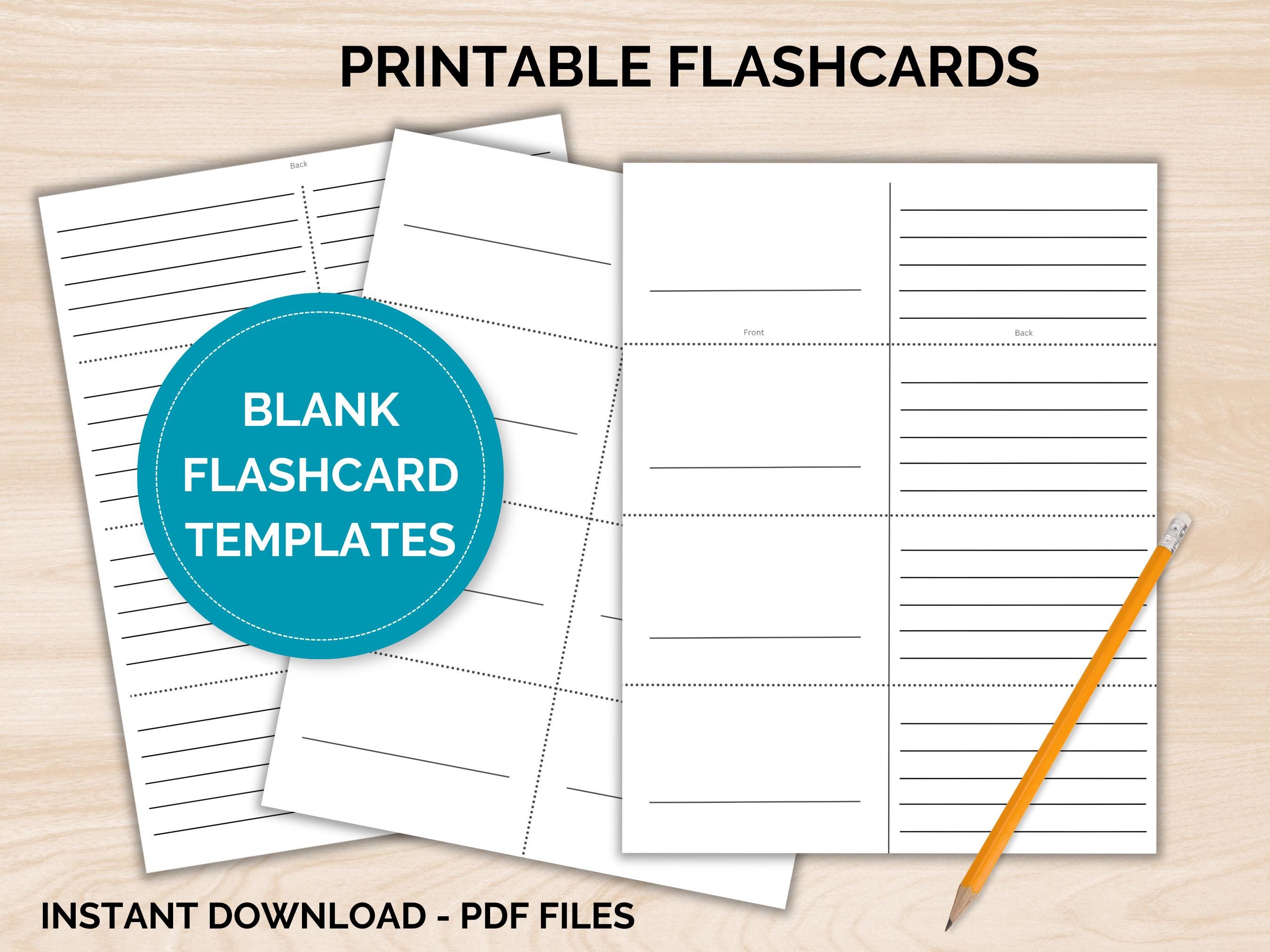 Blank Flashcards, Printable Flashcards PDF Files, DIY Flashcards - Etsy ...