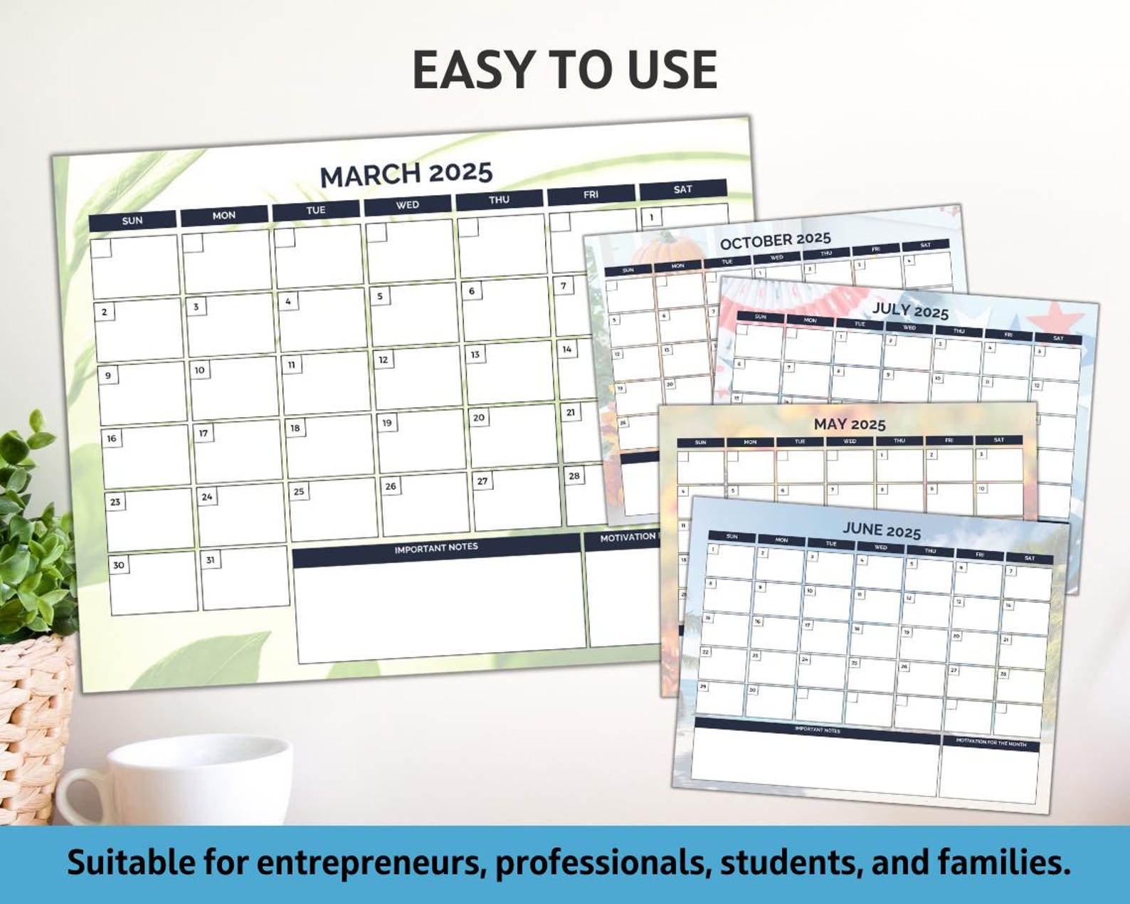 Editable Calendar Template, Calendar to Print or Edit - 2025 Calendar ...