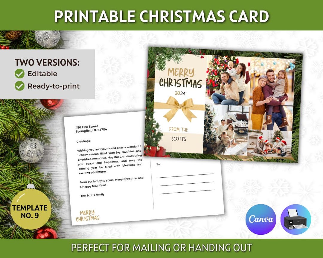 Customizable Christmas Card, DIY Cute Christmas Card, Instant Download ...