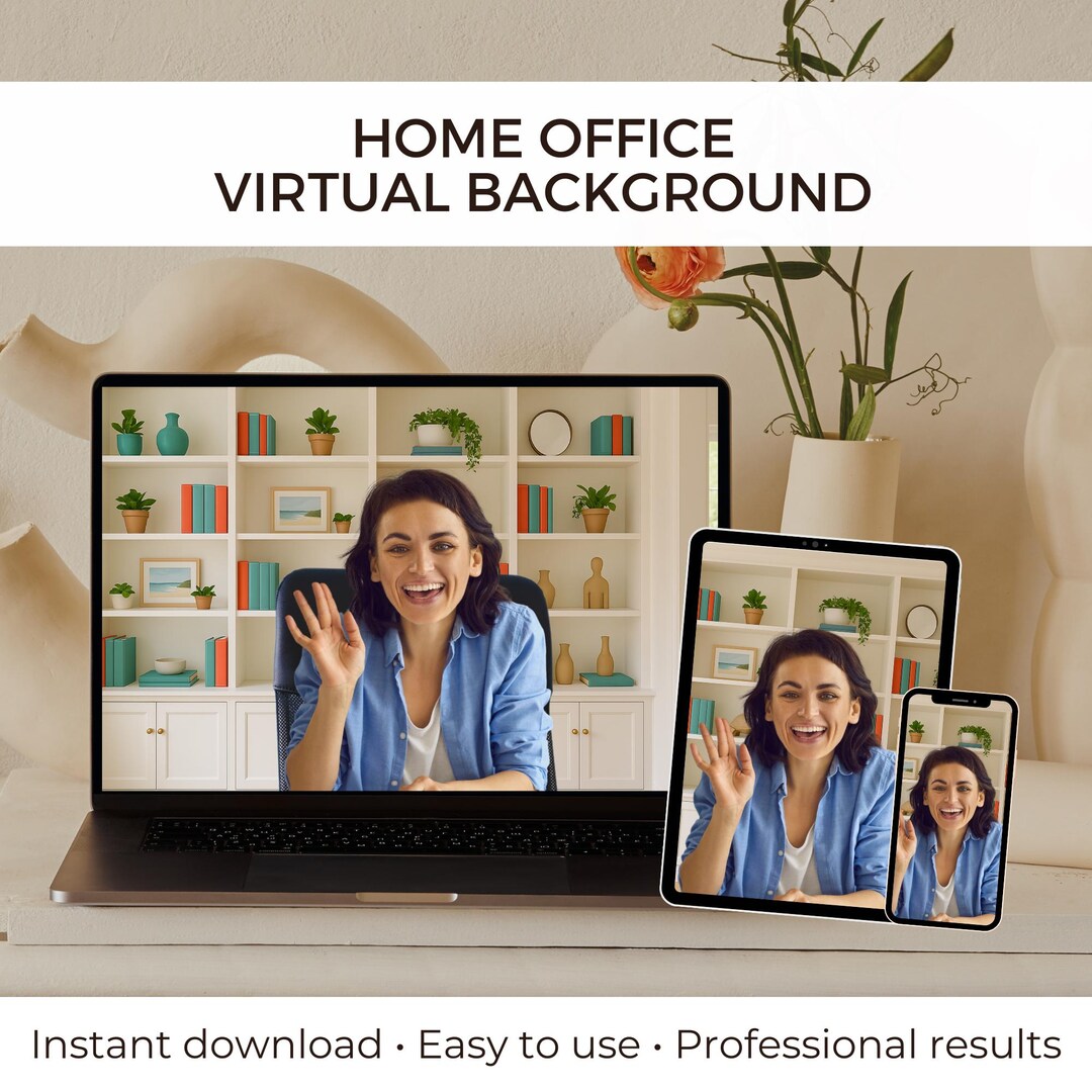 Colorful Bookshelf Zoom Background, Eclectic Virtual Meeting Background ...