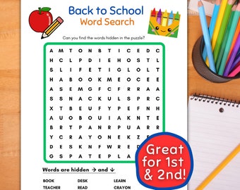 Back to School Word Search - Etsy