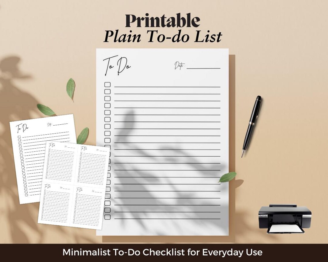Plain To-do List Printable, Minimal To-do List PDF, Printable Mini ...