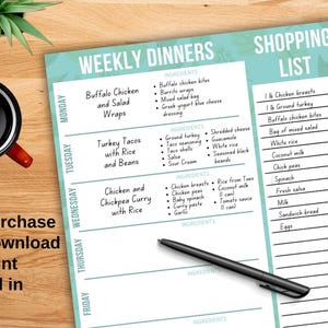 Meal Planner Printable PDF, Weekly Menu to Print at Home | Print at ...