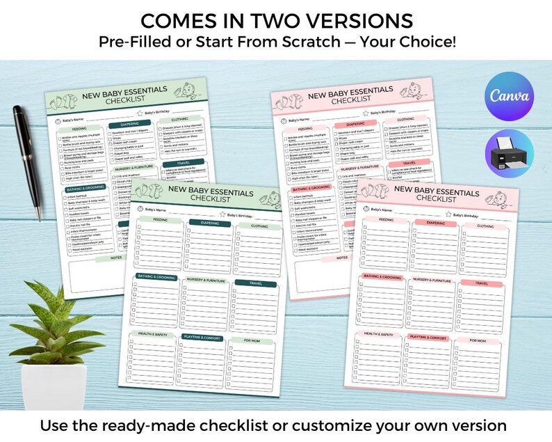 New Baby Essentials Checklist Printable | Baby Shower Checklist ...