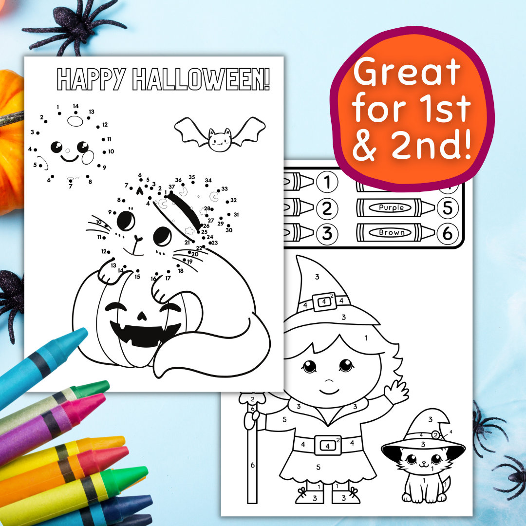 Halloween Coloring Printable Bundle, Printable Black and White ...