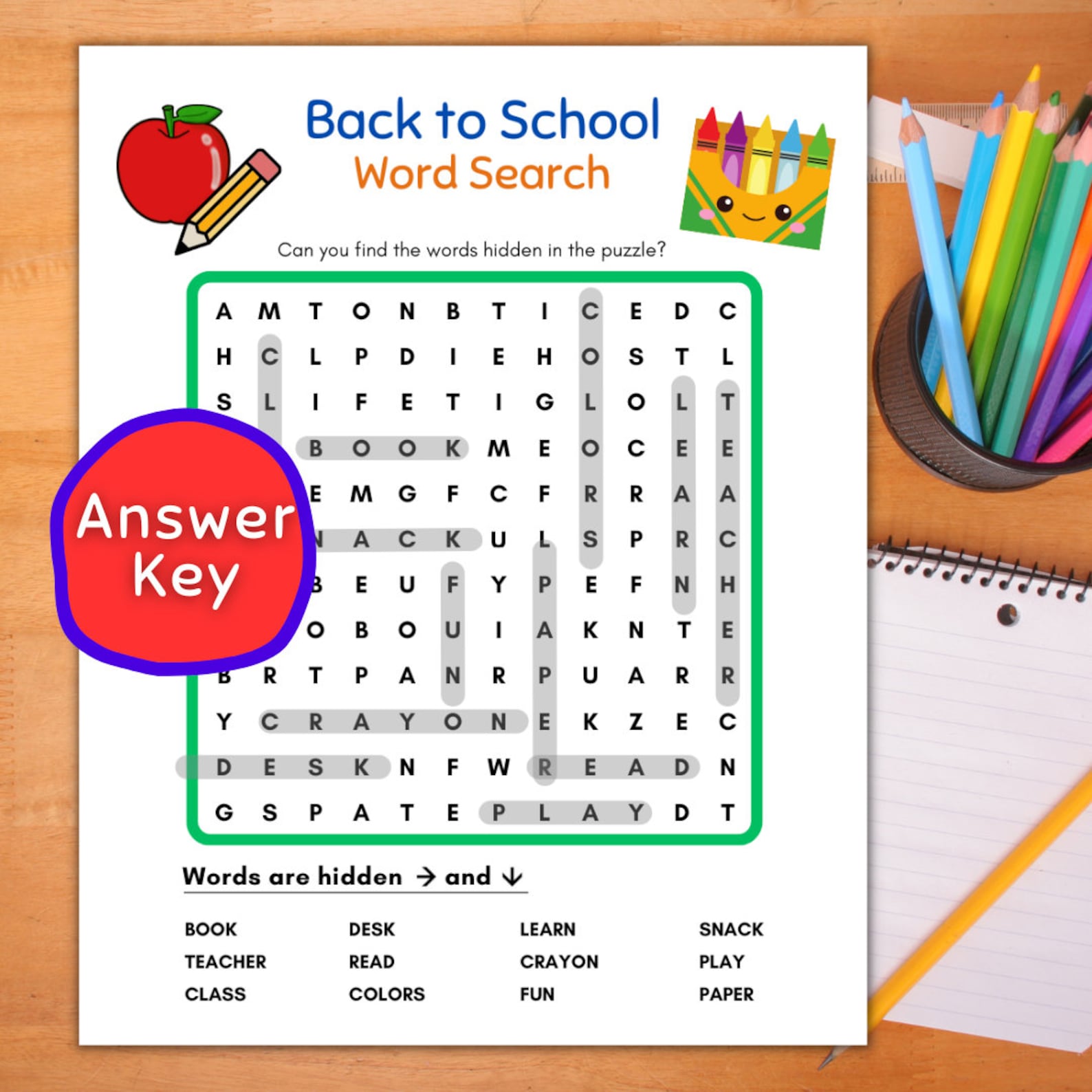 Back to School Word Search Second Grade, Printable Word Search for ...