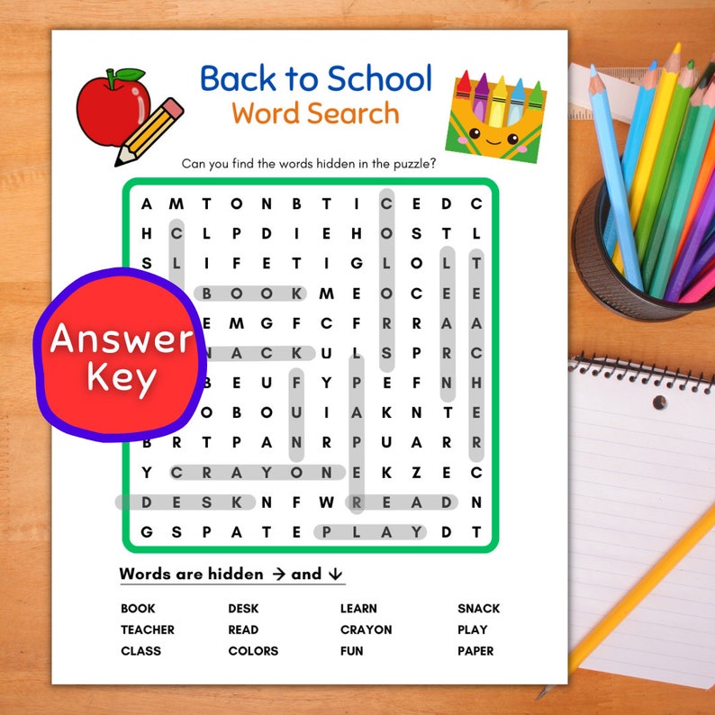 Back to School Word Search Second Grade, Printable Word Search for ...