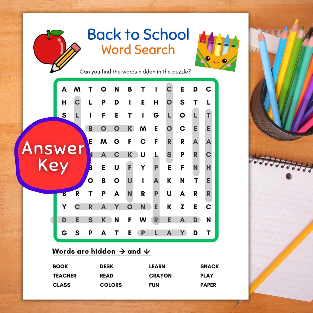 Back to School Word Search Second Grade, Printable Word Search for ...