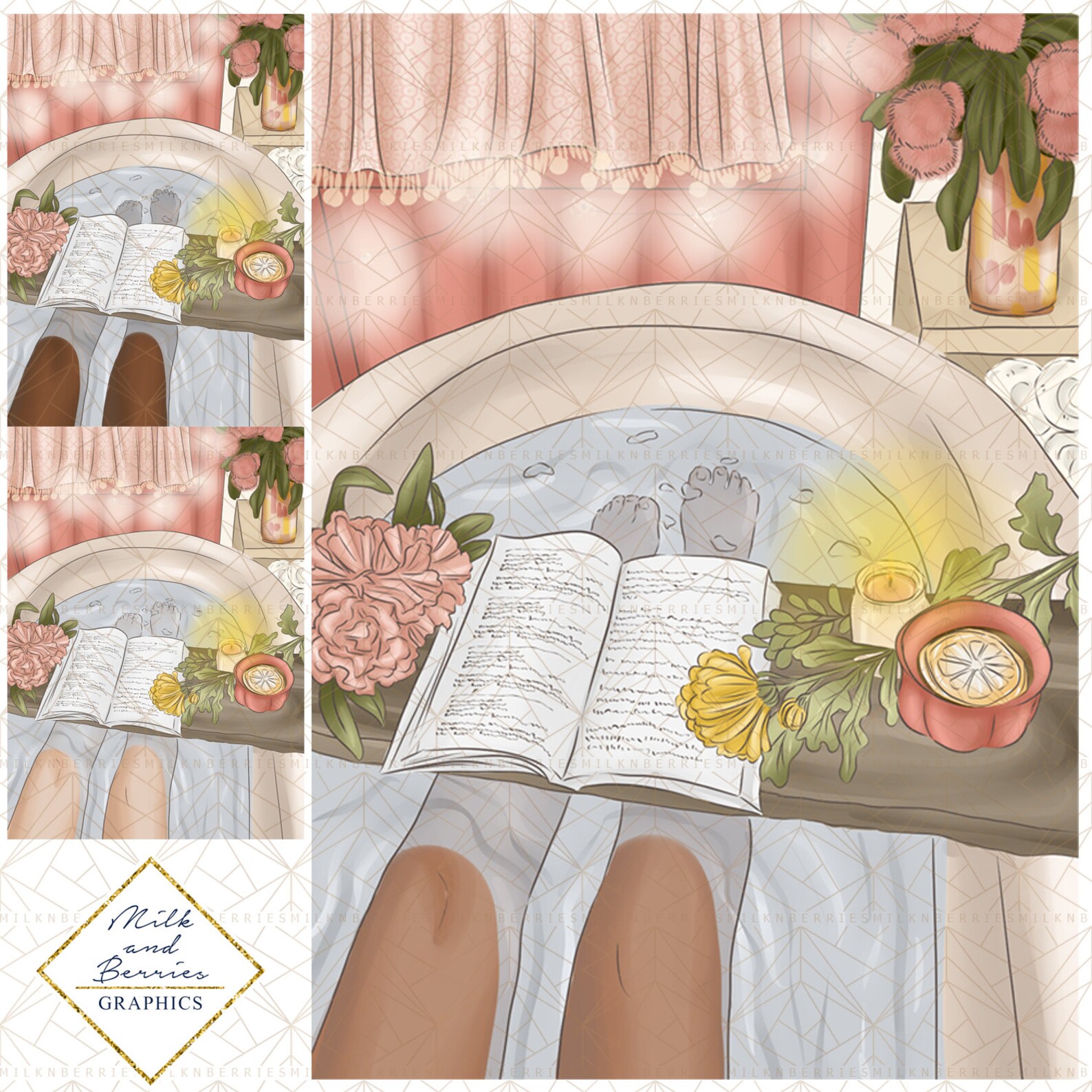 Take a Bath: Scene Illustration Stay Home Collection - Etsy